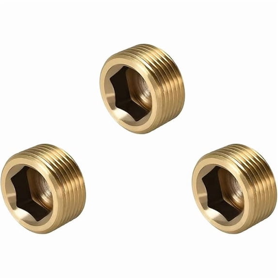 1/2" NPT Plug Brass Pipe Fitting, Counter sunk Thread Internal Hex Head ...
