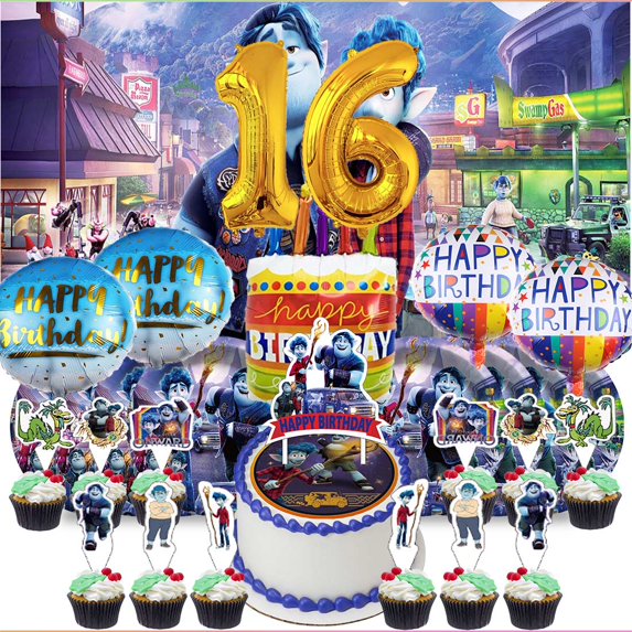 1/2 Onward 16th Tableware Balloons Cake Toppers Backdrop Banner ...