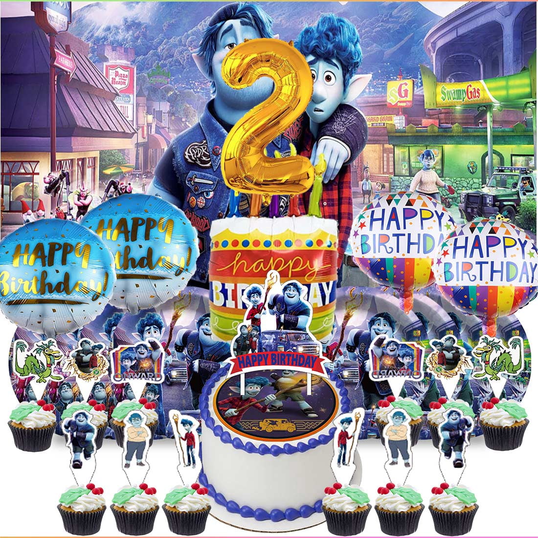 1/2 Onward 2nd Tableware Balloons Cake Toppers Backdrop Banner Supplies ...