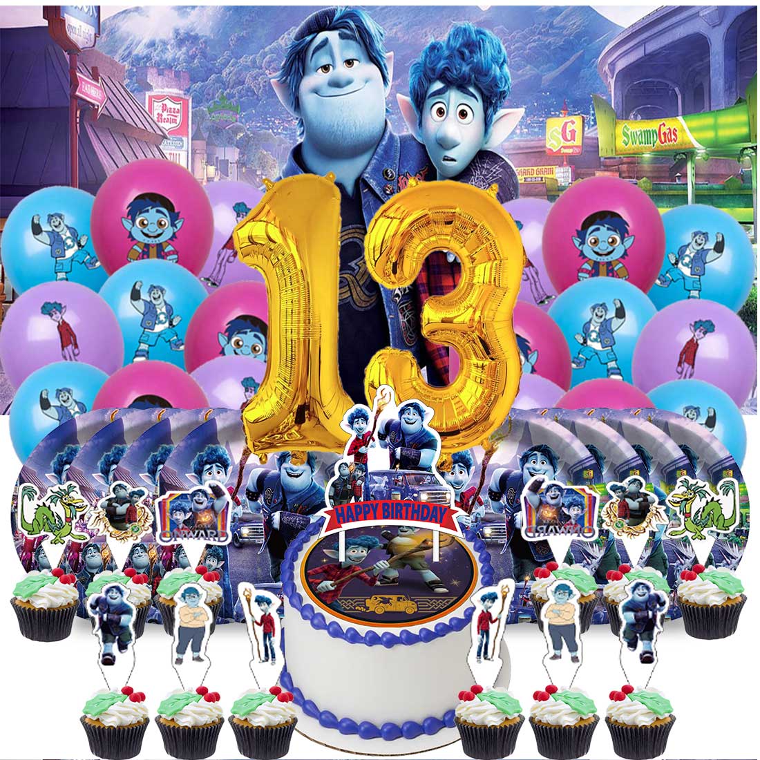 1/2 Onward Balloons Party Supplies 13th Decor Tableware Birthday Cake ...