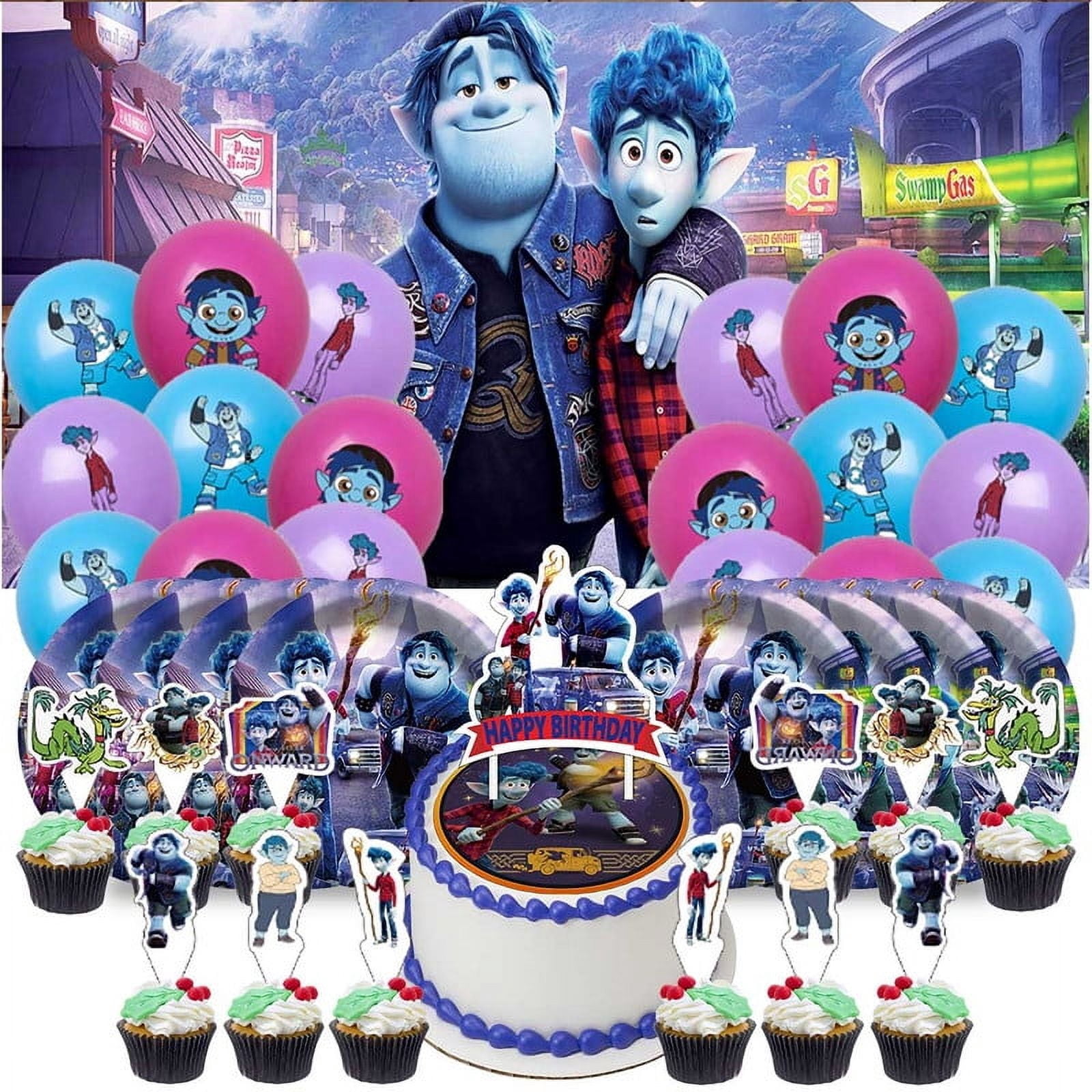 1/2 Onward Party Decor Plates Cake Topper Balloons Banner Backdrop ...