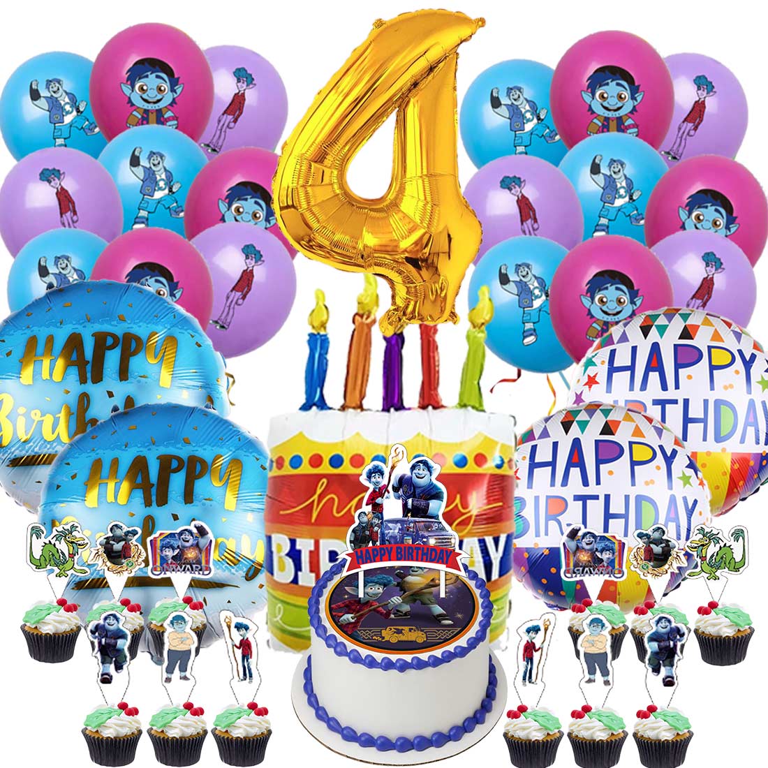 1/2 Onward Party Supplies 4th Decor Kit Balloons Birthday Cake Topper ...