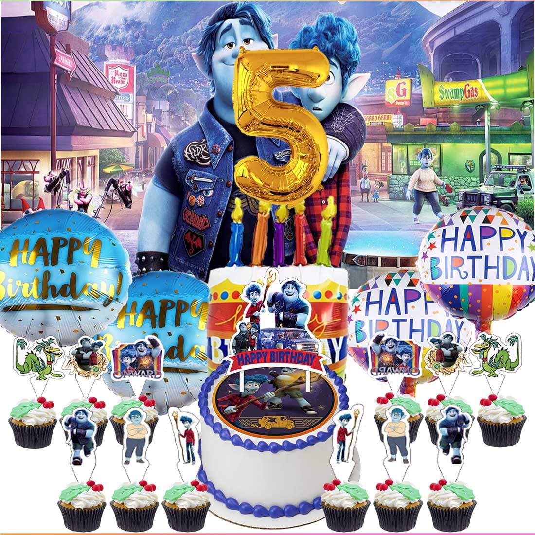 1/2 Onward Party Supplies Decor 5th Kit Balloons Birthday Cake Topper ...