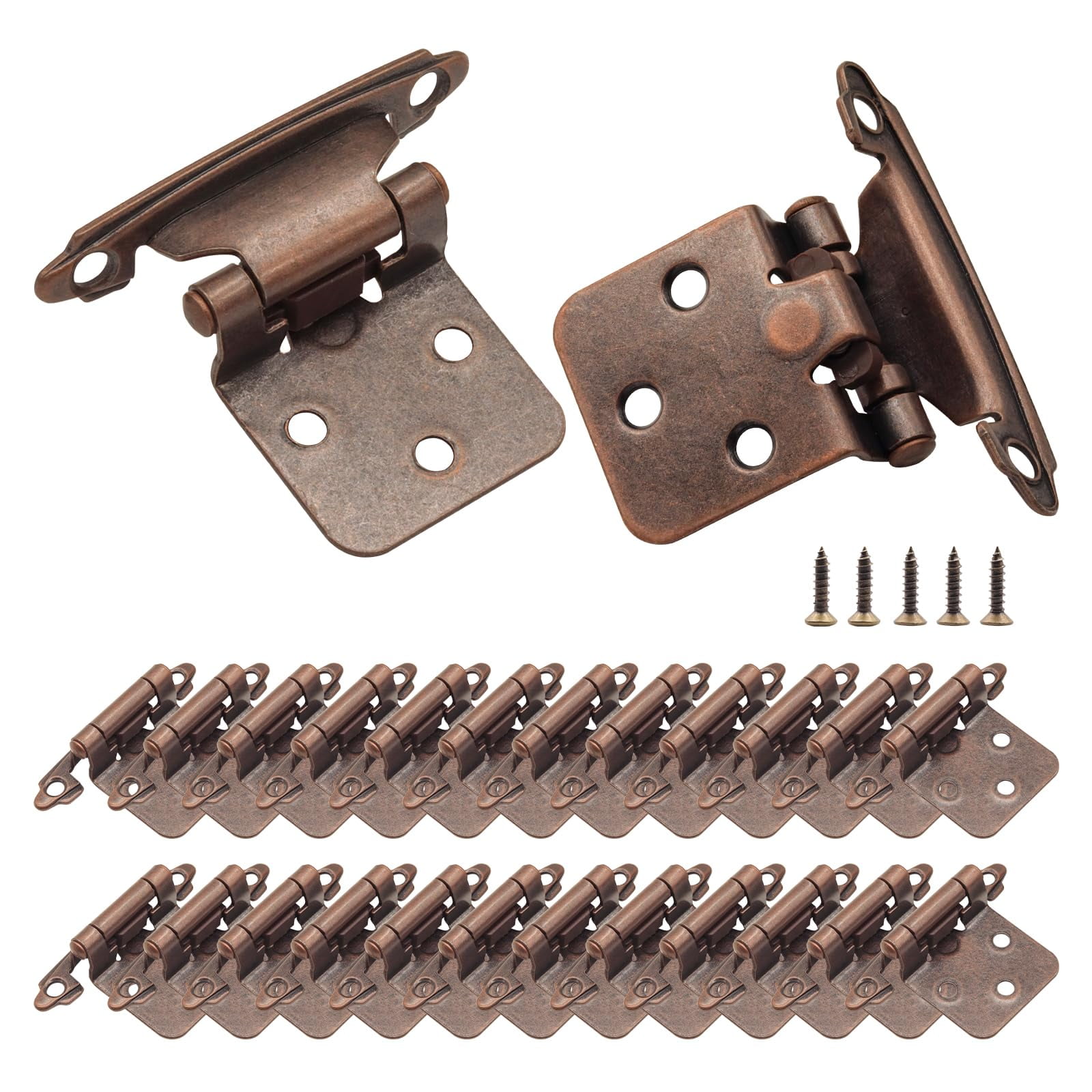 1/2" Overlay Kitchen Cabinet Hinges Antique Brass, 50 Pack(25 Pairs) 1/ ...