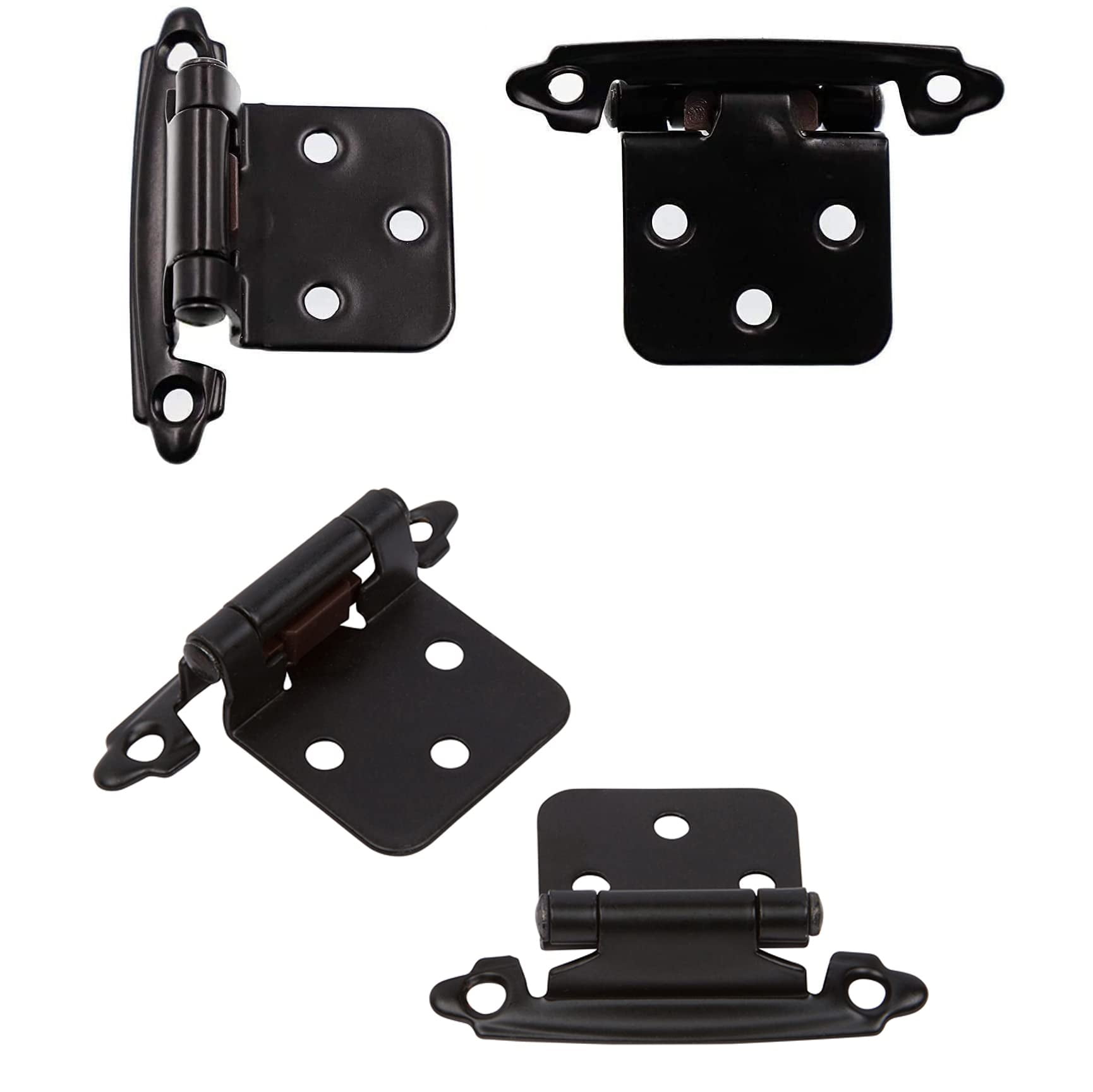 1/2" Overlay Matte Cabinet Hinges 6 Pack (3 Pair) Self Closing Bath ...