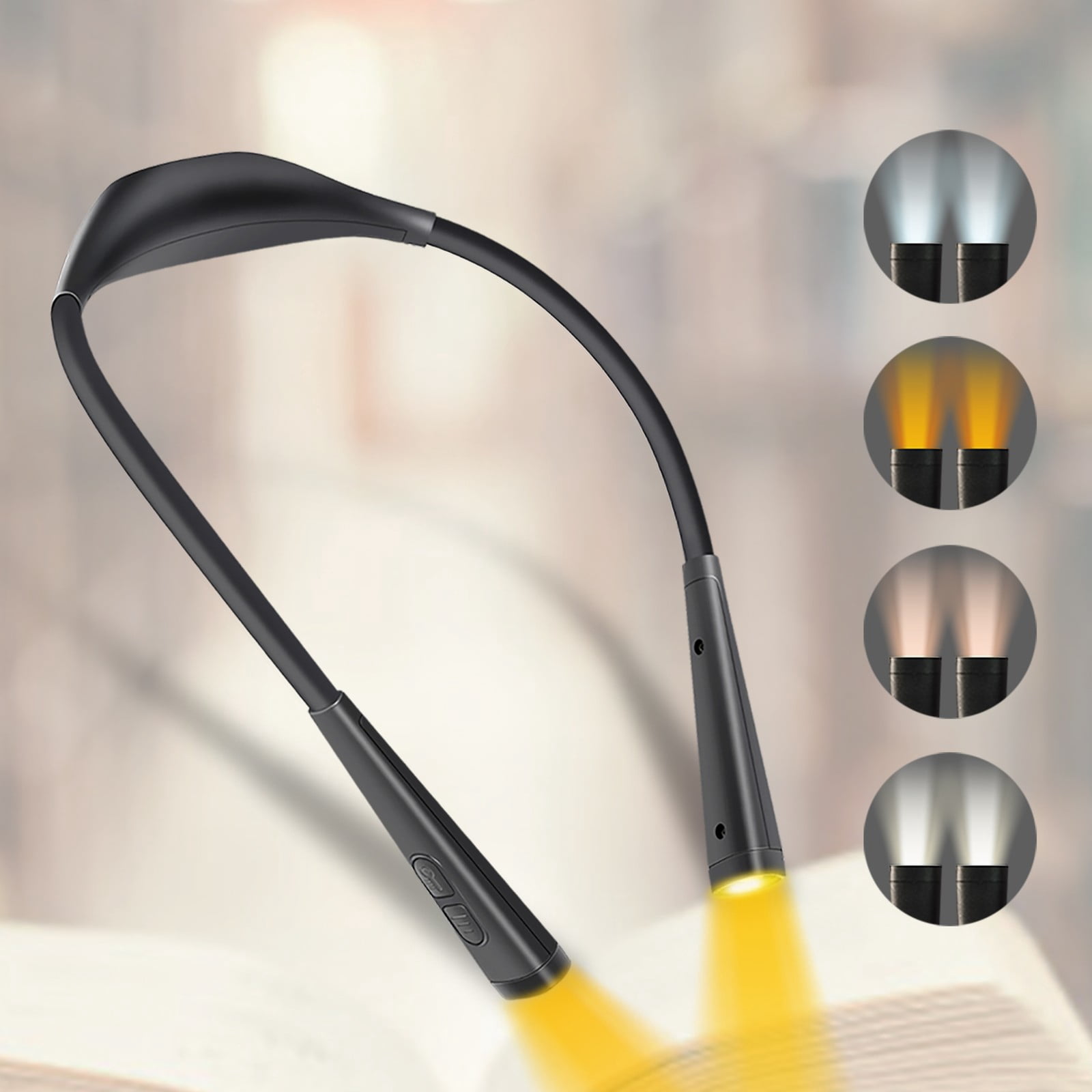 1-2 PACK LED Hanging Neck Light Book Reading 4 Colors Work Lamp Outdoor ...