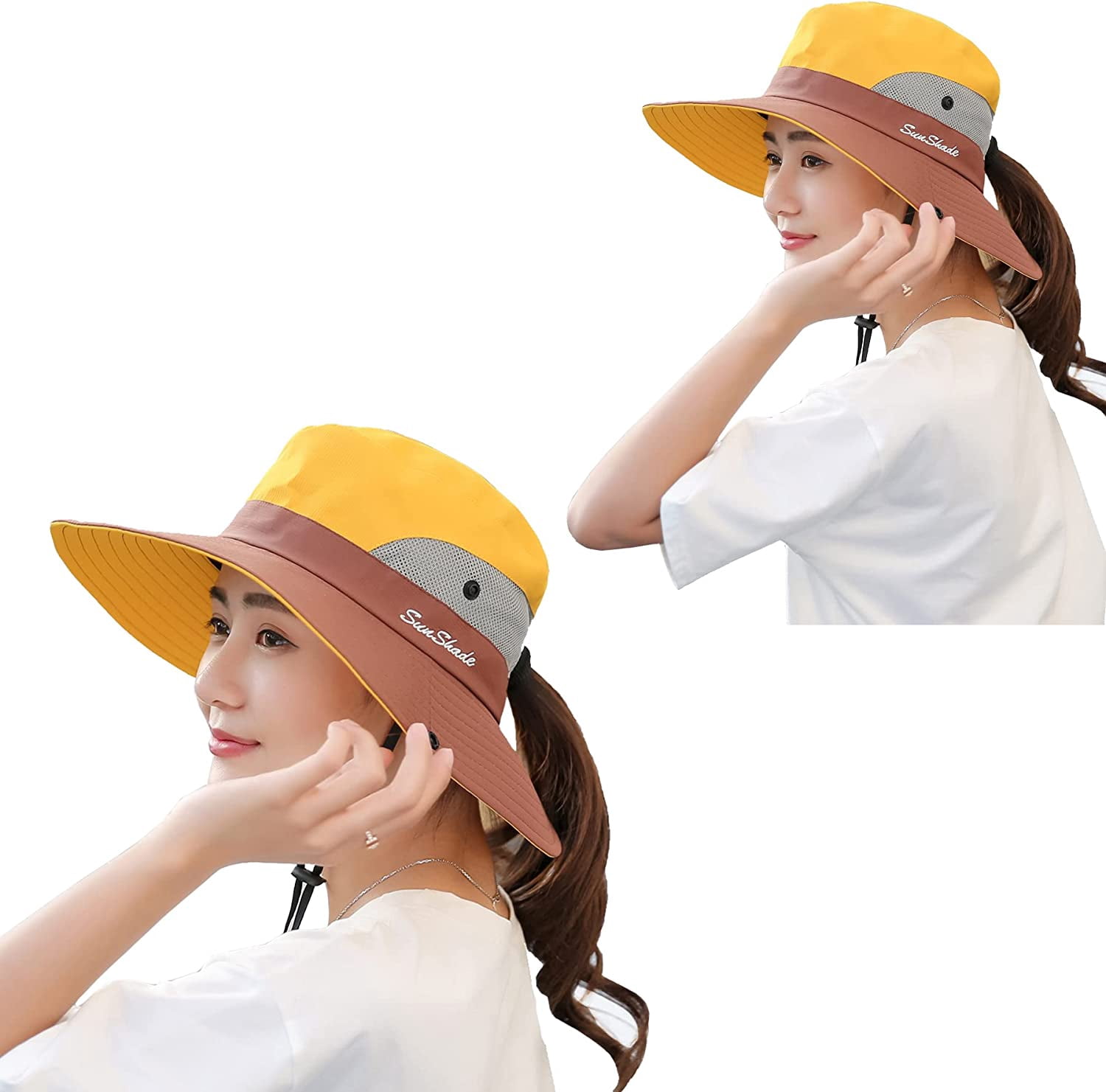 1 & 2 PCS Sun Hat for Women Men 3” Wide Brim UPF 50+ Fishing & Bucket ...