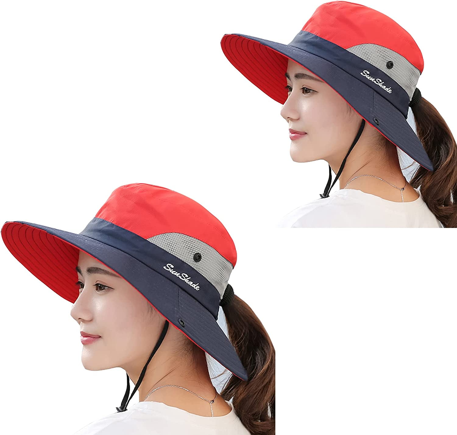 1 & 2 PCS Sun Hat for Women Men 3” Wide Brim UPF 50+ Fishing & Bucket ...