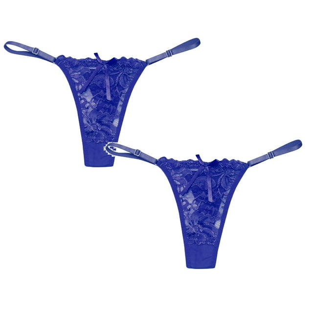 1 2 Pcs Womens Sexy Panties Lace Thongs With Pearls Lingerie For