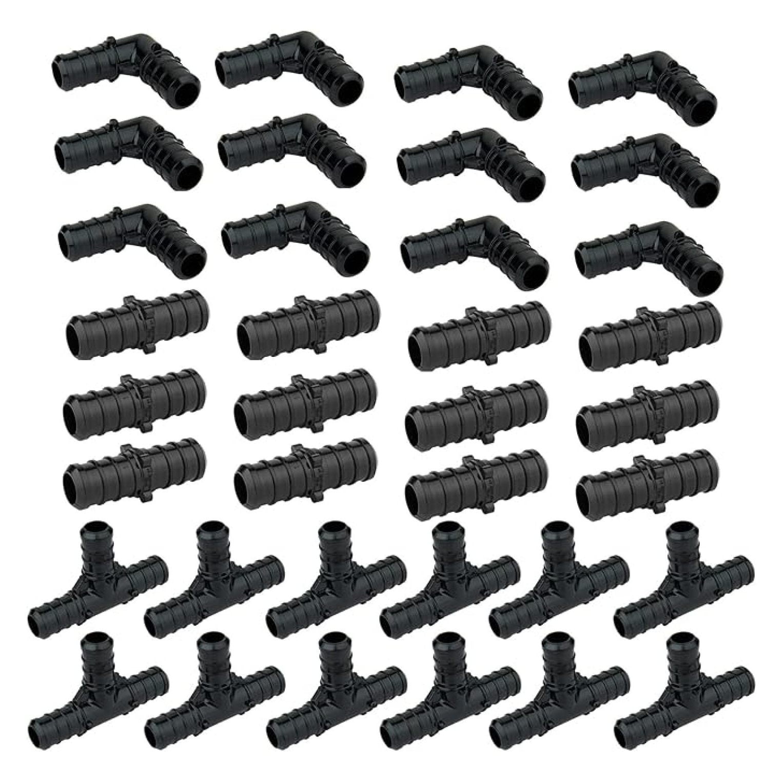 1/2" PEX PPSU Barb Crimp Fittings Combo with Elbow (12 PCS) + Tee (12 PCS) + Coupling (12 PCS),1 ...