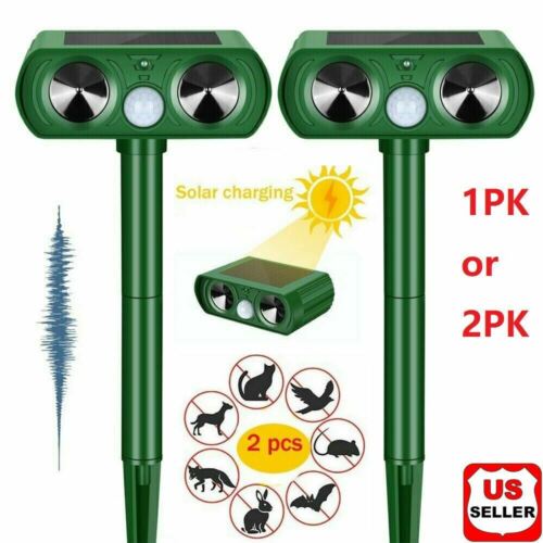 1/2 PK Animal Repeller Ultrasonic Solar Power Outdoor Pest Cat Mice ...