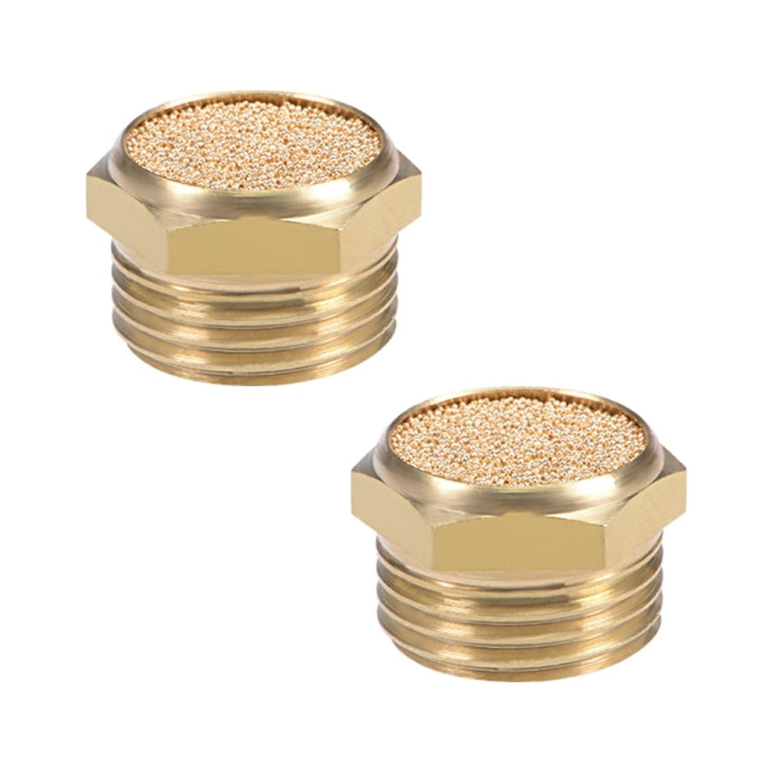 1/2 PT Sintered Bronze Exhaust Muffler with Brass Body Flat 2pcs ...