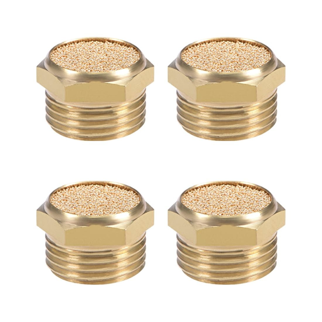 1/2 PT Sintered Bronze Exhaust Muffler with Brass Body Flat 4pcs ...