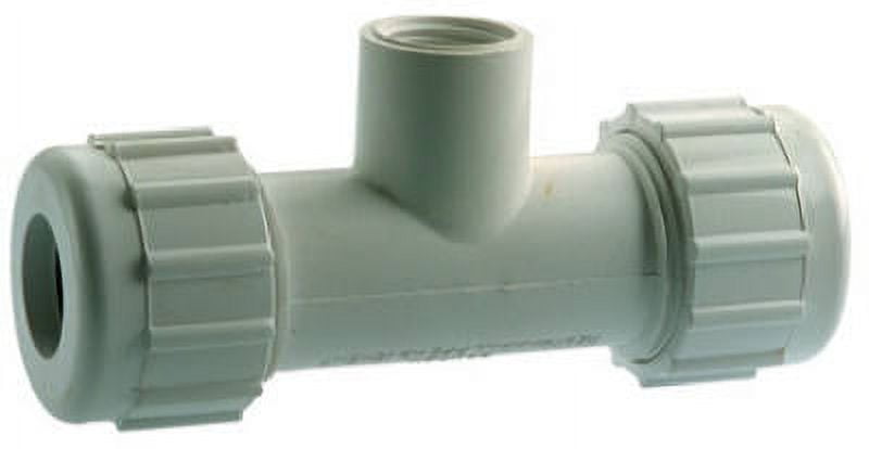 1/2" PVC Compression Tee, Female Threaded Branch, Nuts With Rubber Gas ...
