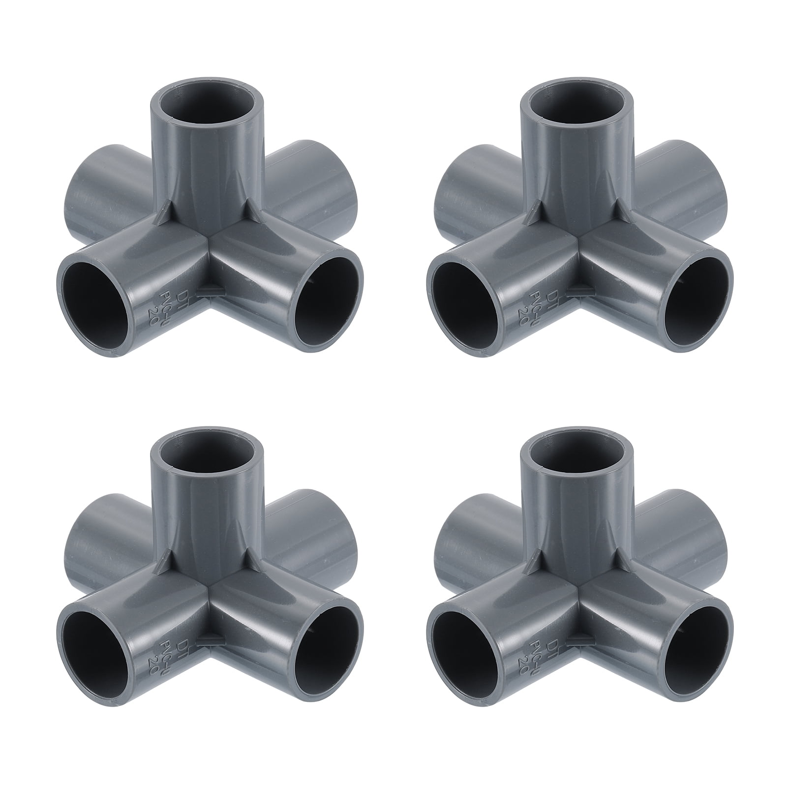 1/2" PVC Fittings, 4 Pcs 5 Way Elbow Connector Elbow PVC Corner Fitting, Grey - Walmart.com