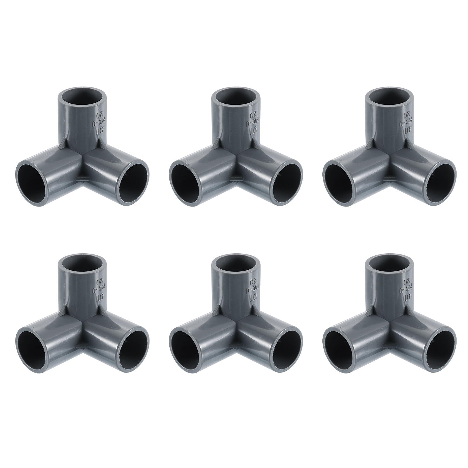 1/2" PVC Fittings, 6 Pcs 3 Way Elbow Connector Elbow PVC Corner Fitting, Grey - Walmart.com