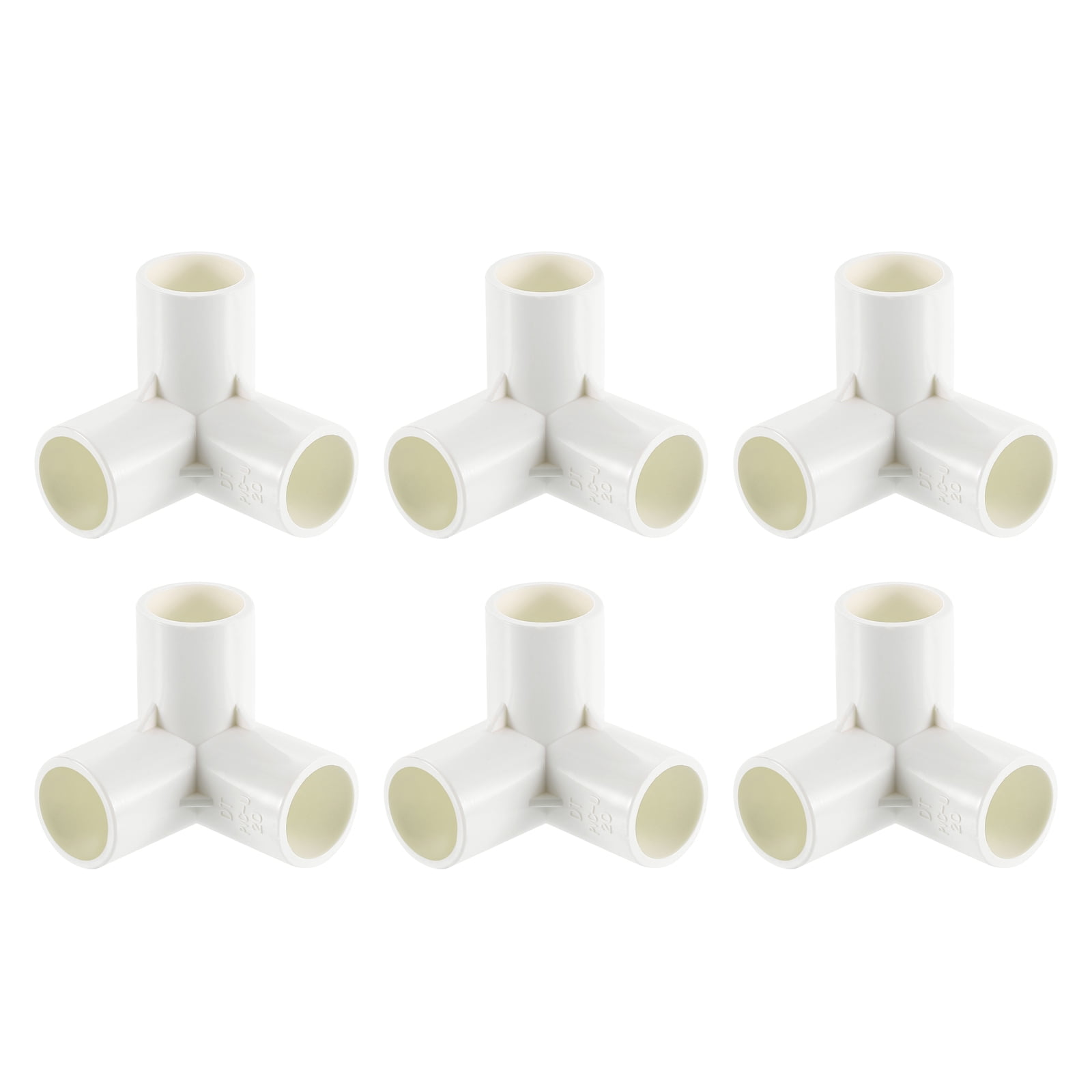 1/2" PVC Fittings, 6 Pcs 3 Way Elbow Connector Elbow PVC Corner Fitting, White - Walmart.com