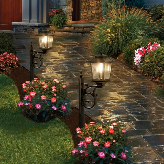 1/2 Pack 2-in-1 Solar Lamp Post Light - Glass Shade Bulb IP44 Outdoor ...