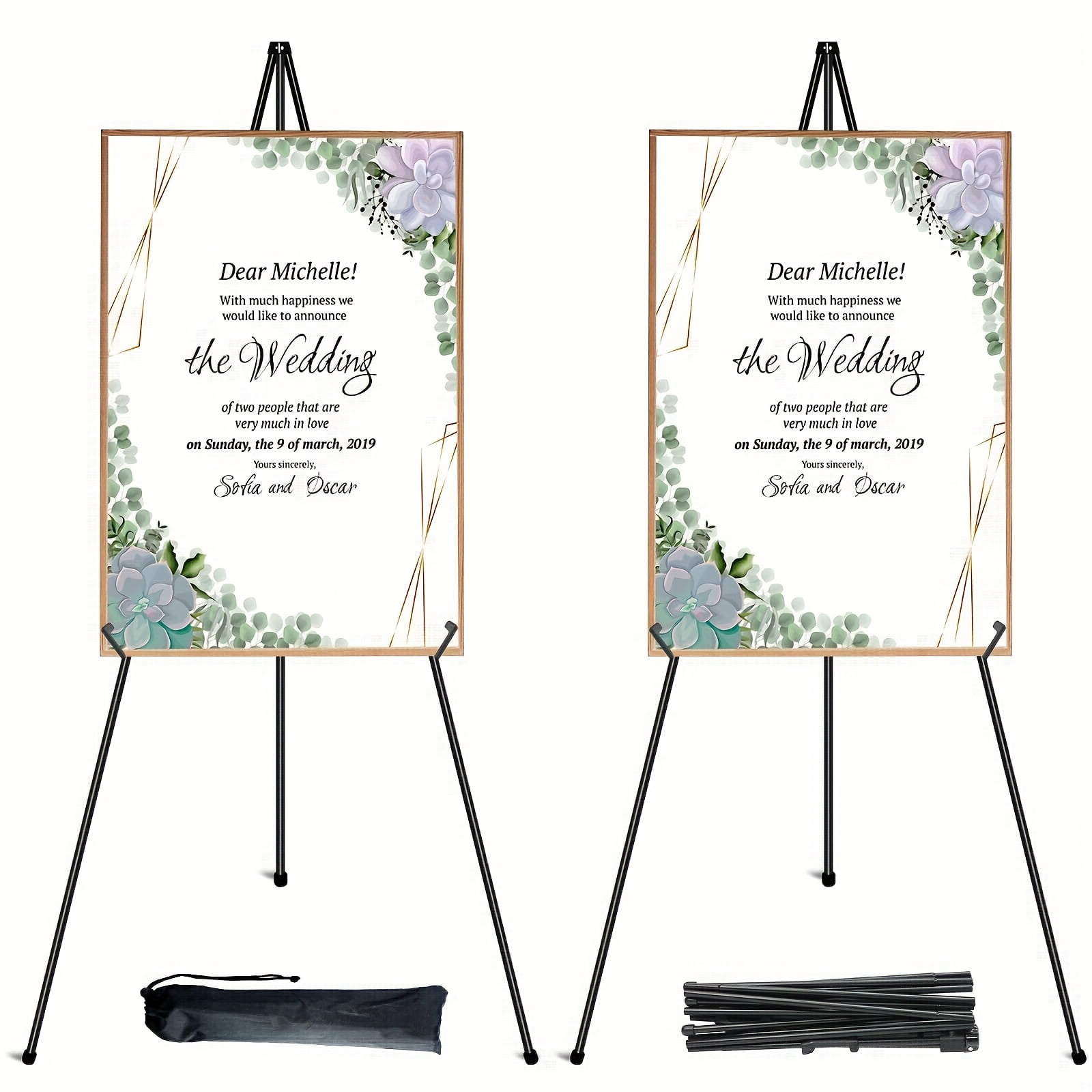 1/2 Pack 63in Adjustable Display Easel Stand, Foldable Portable ...