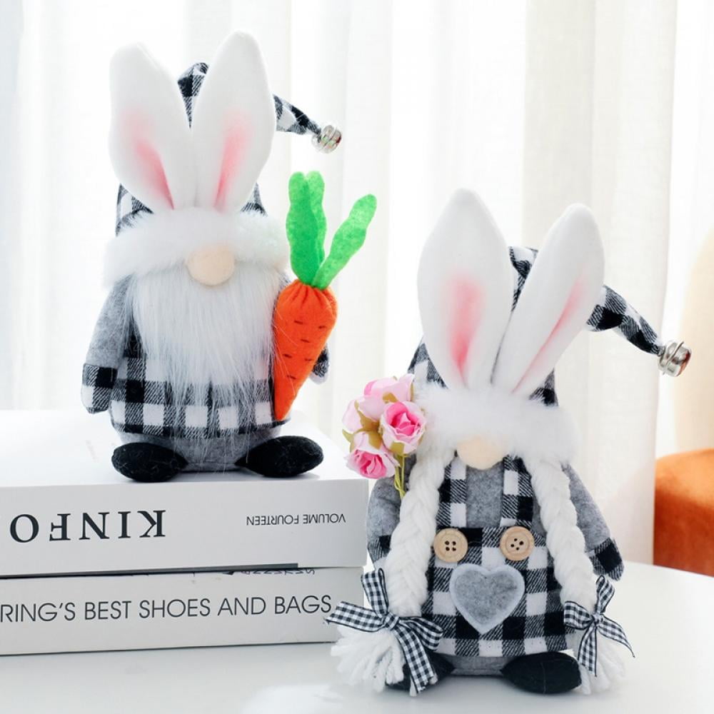 1/2 Pack Easter Bunny Gnome Plush Elf Decorations, Esho Mr and Mrs Handmade Scandinavian Rabbit ...