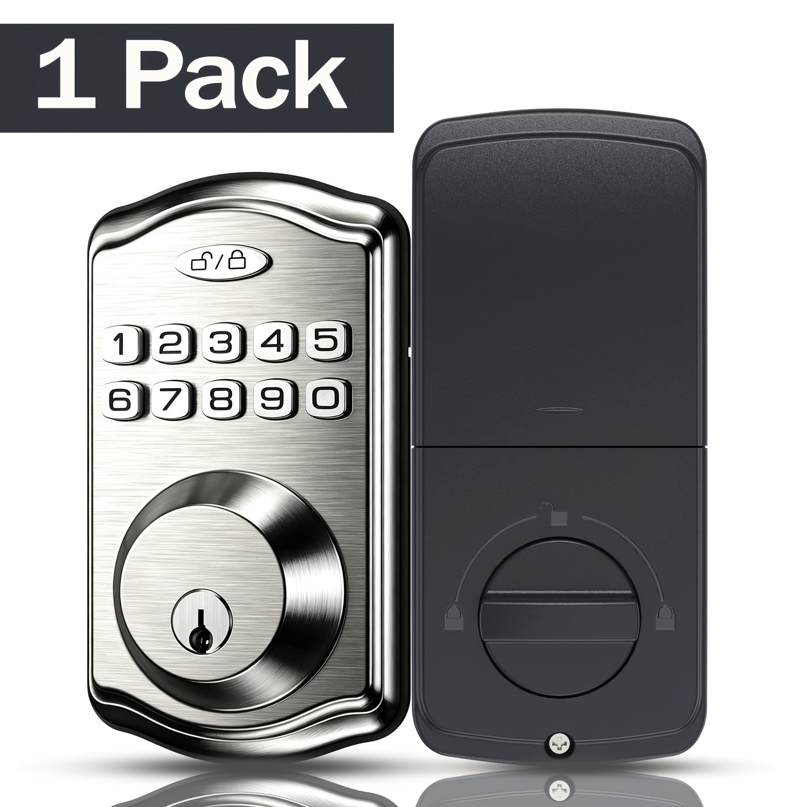 1/2 Pack Keyless Entry Door Lock, Silver Electronic Keypad Deadbolt ...