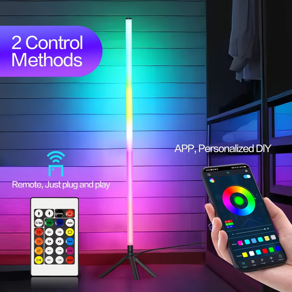1/2-Pack Smart RGB Corner Floor Lamp - USB Music Sync App/Remote ...