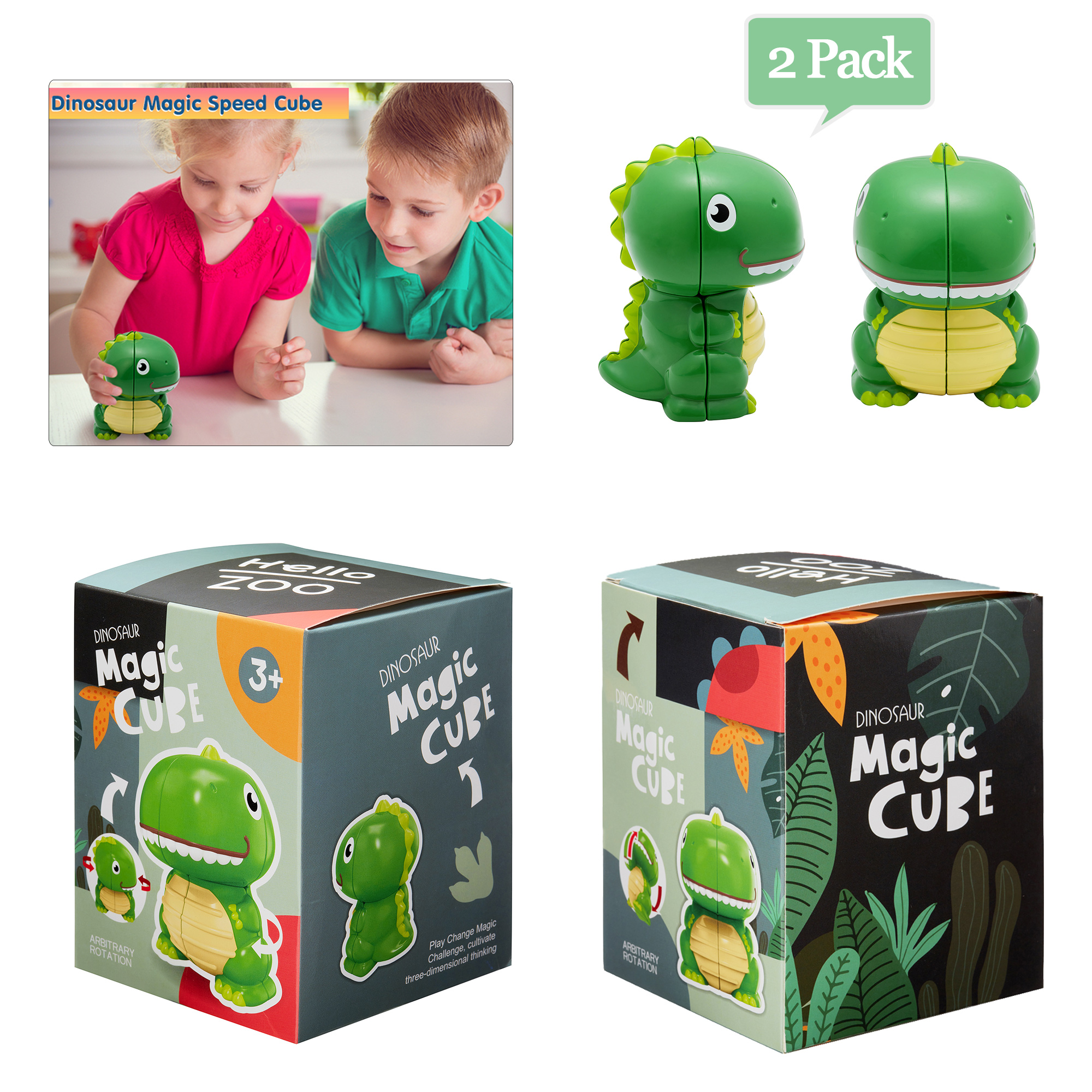 (1-2 Pack) Transformation Dinosaur Cube Shape, Stress Relief Toys ...