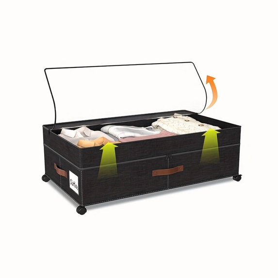 1/2 Pack Wheeled Under Bed Storage Box, Adjustable Height Large Oxford ...