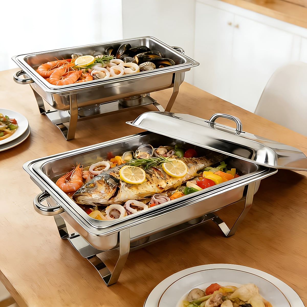 1/2 Packs Full Size Chafing Dish Buffet Set Rectangular Stainless Steel ...