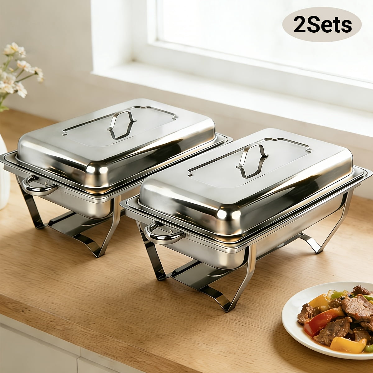 1/2 Packs Full Size Chafing Dish Buffet Set | Rectangular Stainless ...