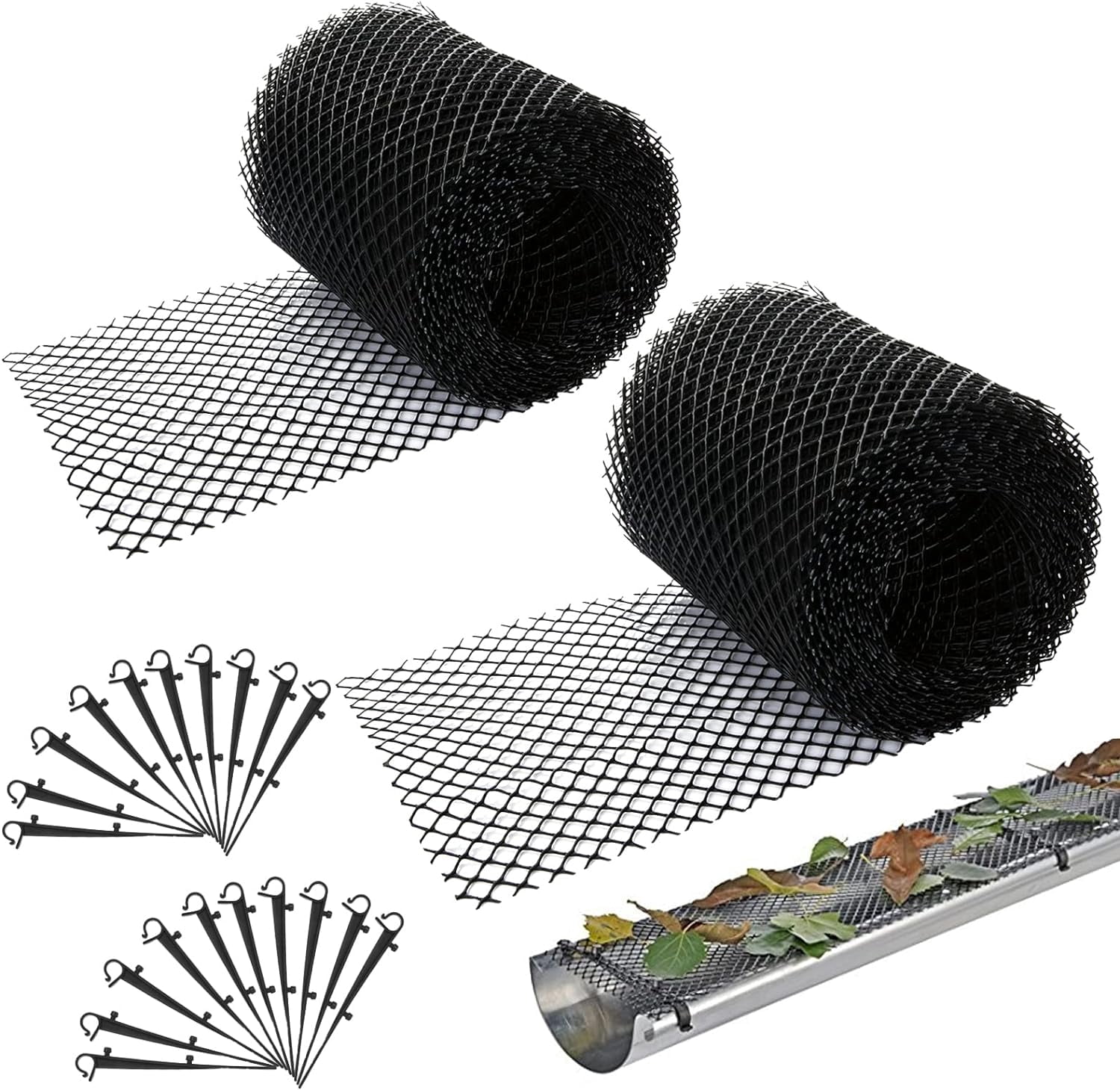 1/2 Packs Plastic Gutter Guard Mesh 6 in X 20 Ft Screen Roll Leaf Guard ...