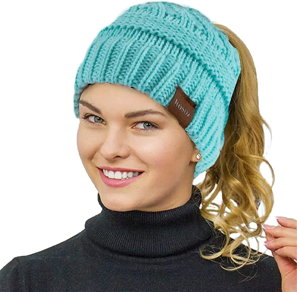 1&2 Packs Ponytail Beanie for Women,Winter Warm Beanie Tail Soft ...