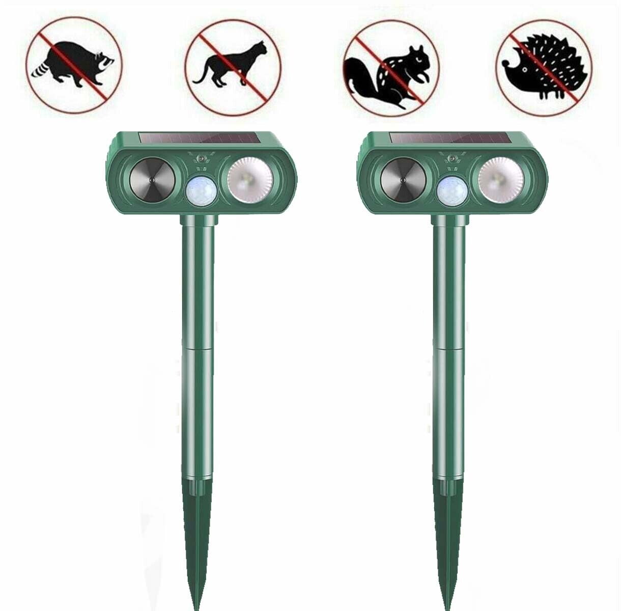 1/2 Pcs Animal Repeller Ultrasonic Solar Power Outdoor Pest Cat Mice ...