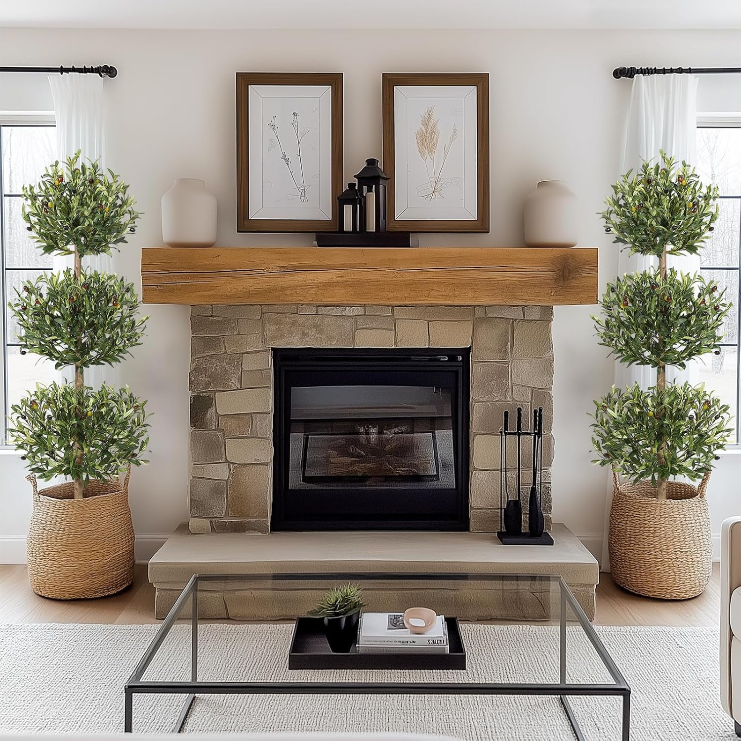 1/2 Pcs Artificial Olive Tree, 5FT Tall Olive Trees Artificial Indoor ...