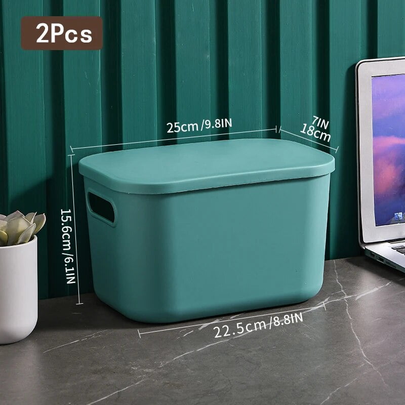 1/2 Pcs Plastic Storage Bins, Stackable Baskets with Lid and Handle ...