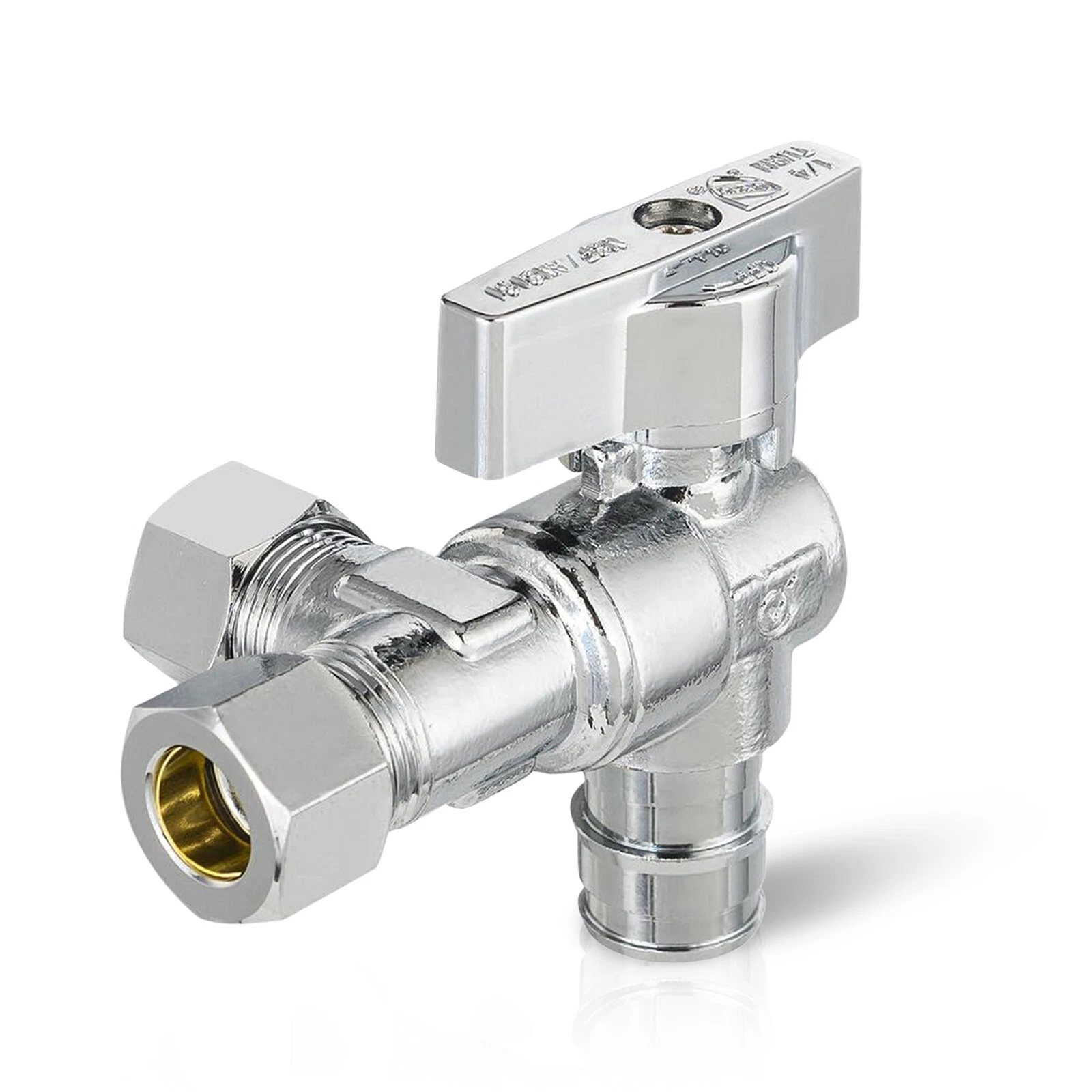 1/2" Pex-A Expansion×3/8"OD× 3/8"OD Compr.Split Angle Stop Valve 1 ...