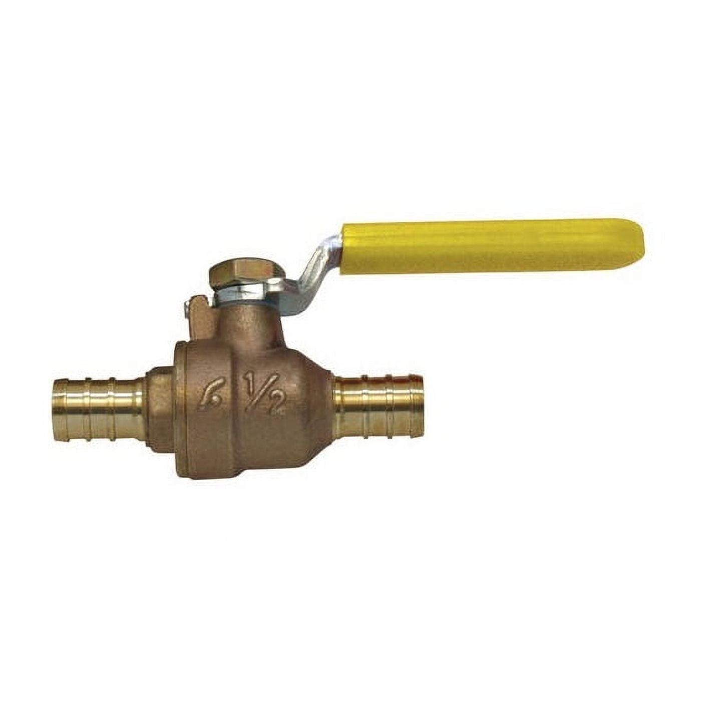 1/2" Pex-B Inline Ball Valve Brass Shut-Off Barbed Metal Straight Crimp ...