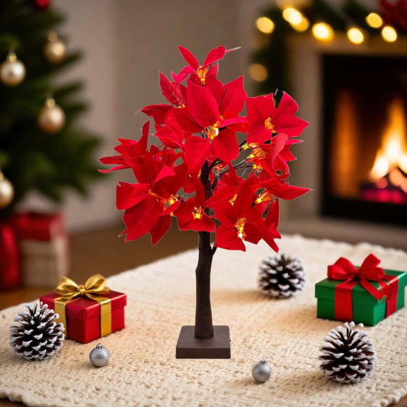 1/2 Piece Set of Vintage Glowing Tree with Cardinals, Berries, Holiday ...