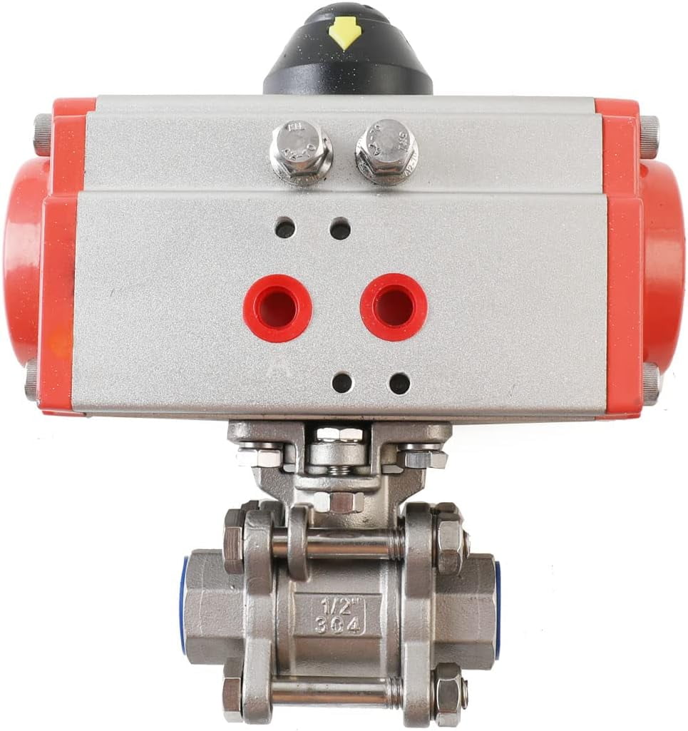 1/2" Pneumatic Ball Valve Actuator Stainless Steel Three-Piece Air ...
