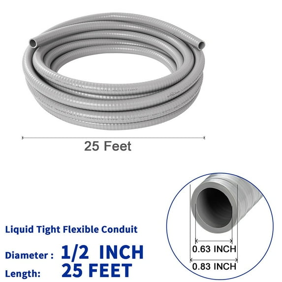 1/2" Proof Conduit & Connector Kit Flexible Non-Metallic Electrical ...