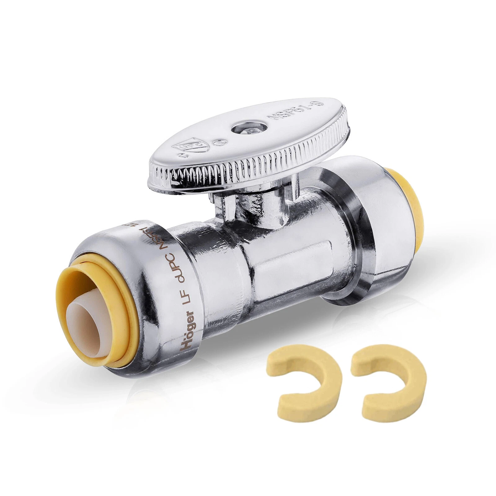 1/2" Push Connect ×1/2" Push Connect Straight Stop Valve 1/4 Turn No ...