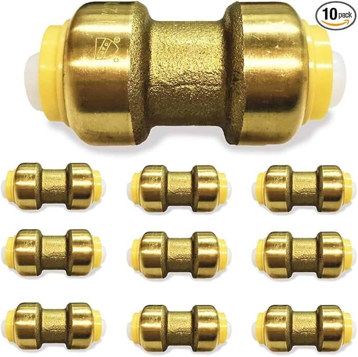 1/2" Pushfit Straight Coupling - 1/2" x 1/2" PEX Brass Push-fit Coupling - Push-to-Connect ...