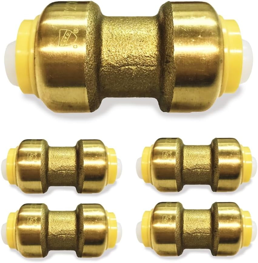 1/2" Pushfit Straight Coupling - 1/2" x 1/2" PEX Brass Push-fit Coupling - Push-to-Connect ...
