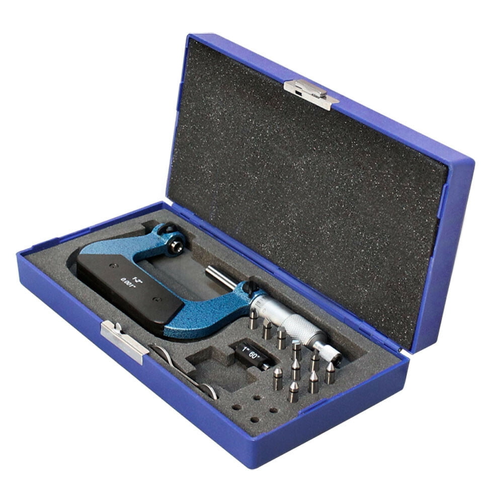 1-2'' Screw Thread Micrometer Kit 5 Anvils 0.001'' Graduation TPI ...