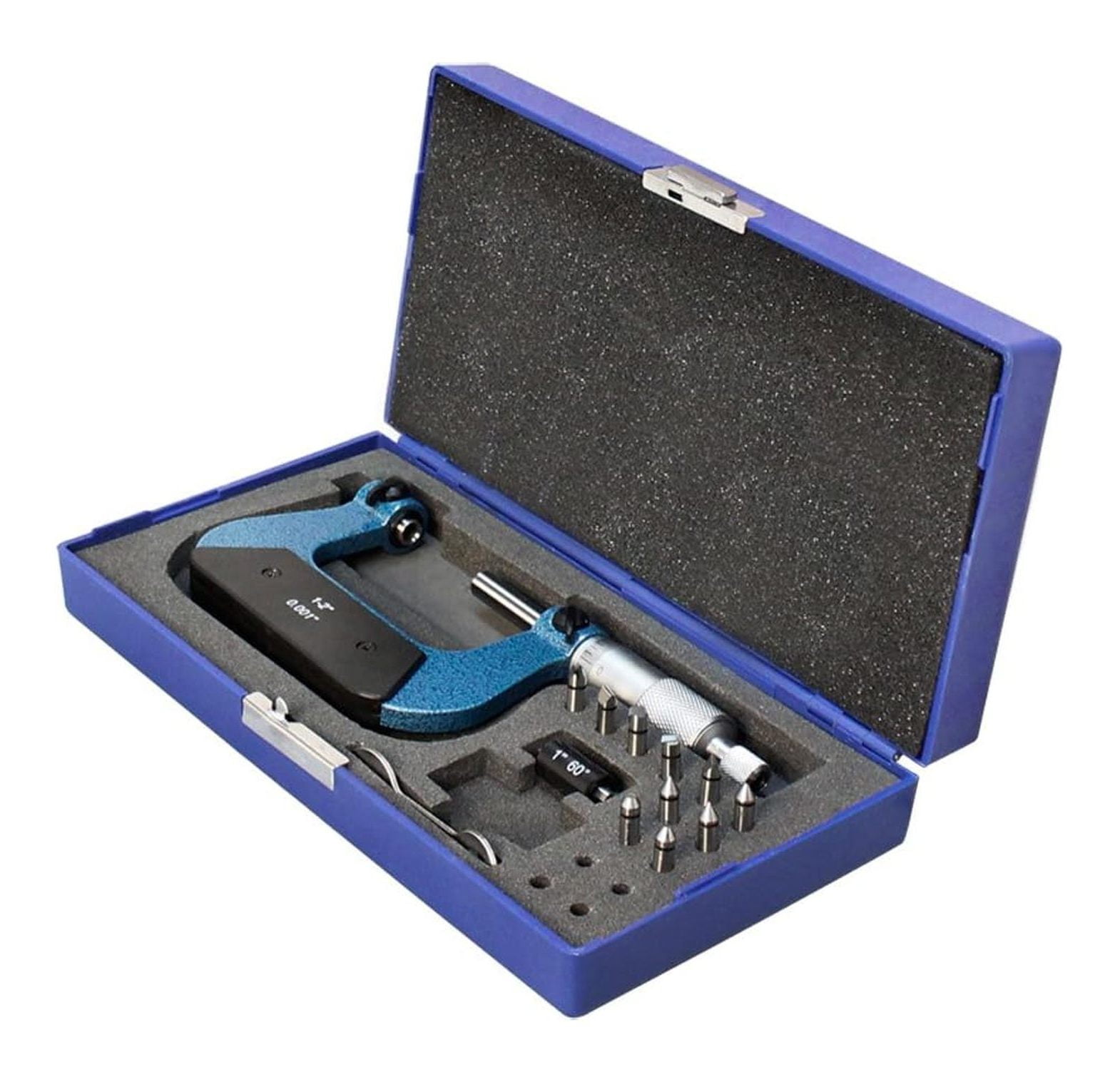 1-2'' Screw Thread Micrometer Kit 5 Anvils 0.001'' Graduation TPI ...