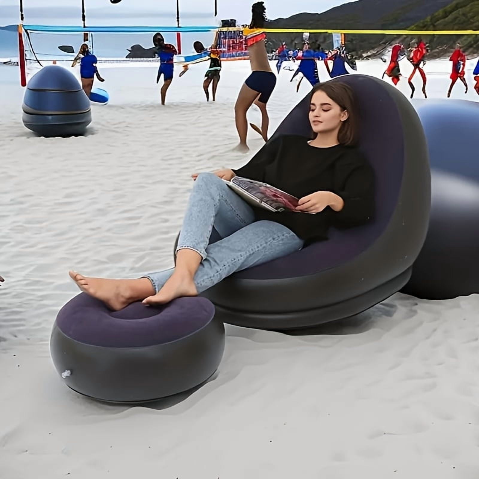 1/2 Set Portable Inflatable Lounge Chair with Footrest | Mummy-Shaped ...