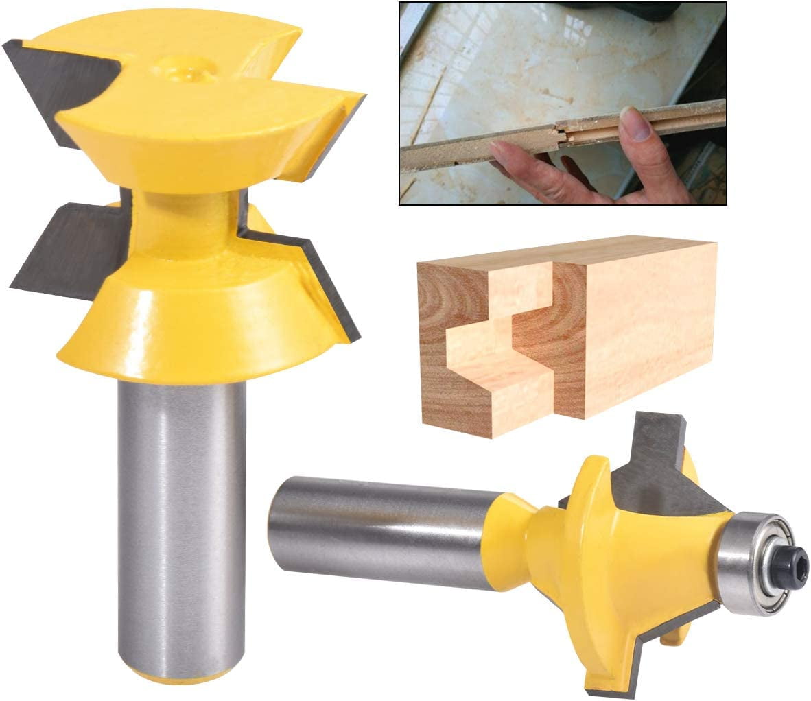 1/2" Shank Matching Tongue Groove Router Set Bit 120 Degree Edge Strip ...