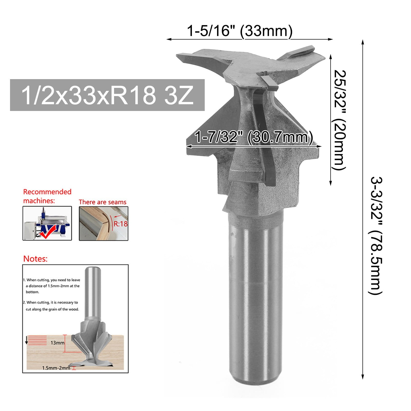 1/2 Shank Router Bit For Woodworking R50-Arc Bending Cutter For Smooth ...