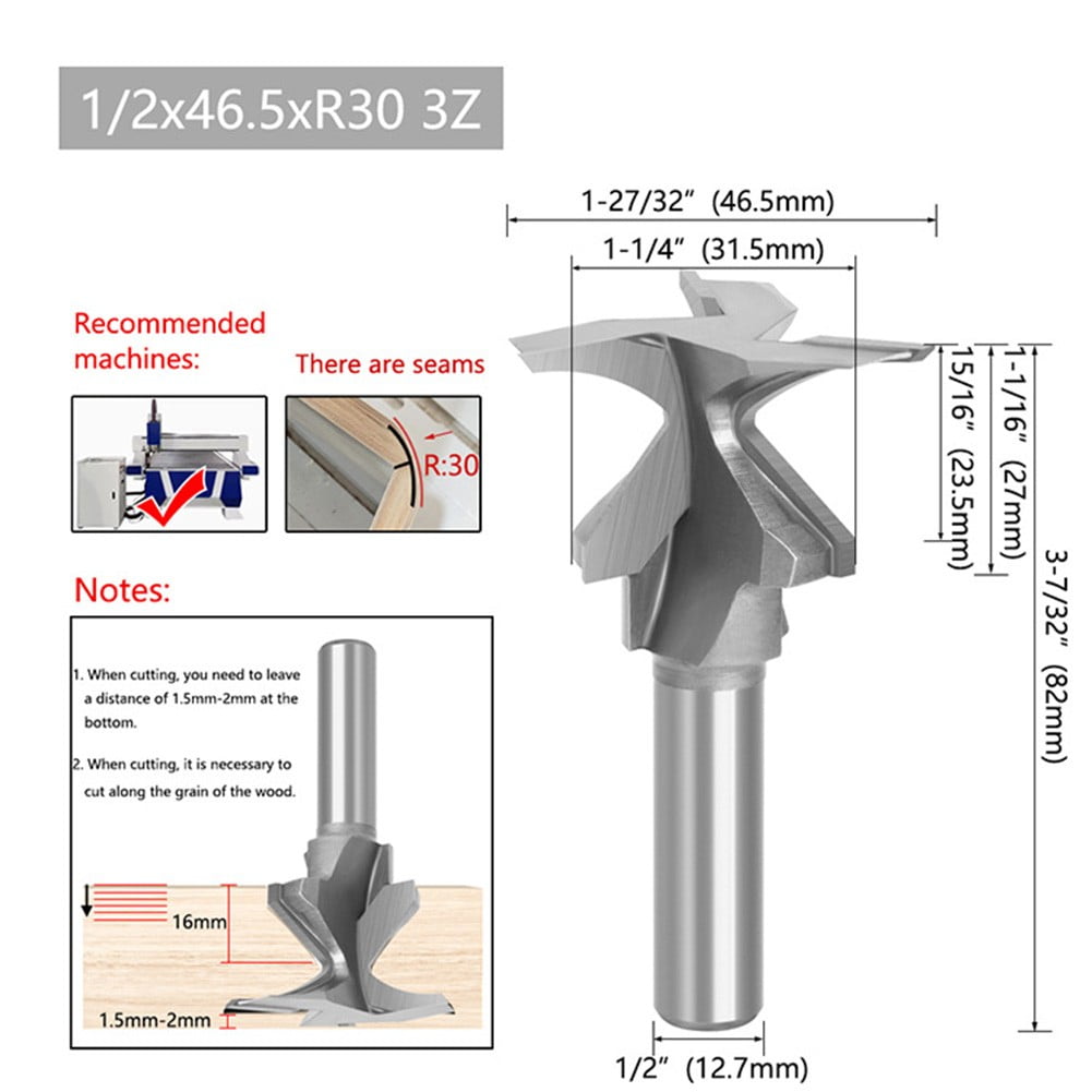 1/2 Shank Router Bit for Woodworking R50 Arc Bending Cutter for Smooth ...