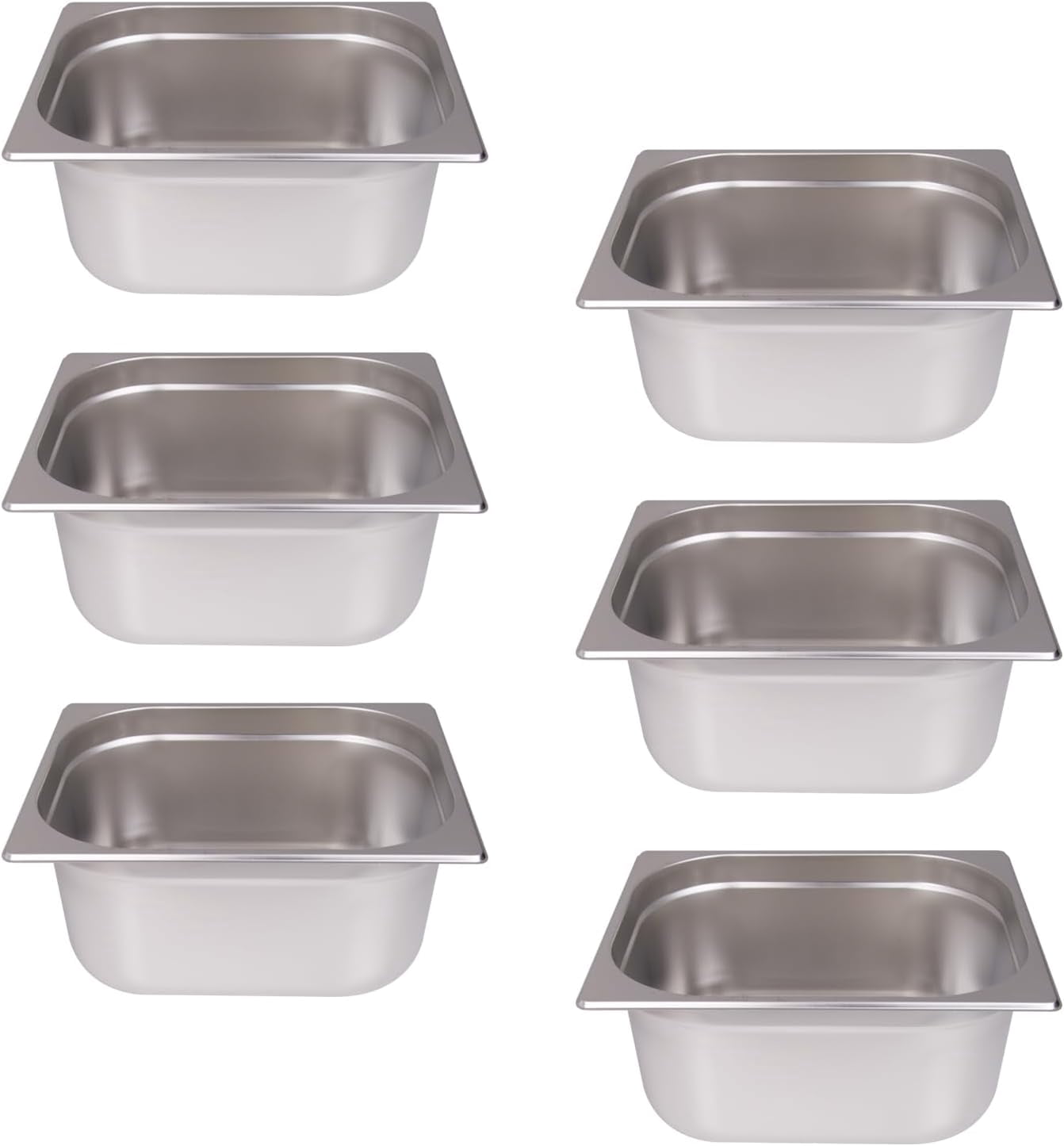 1/2 Size Hotel Pans，6 Pack 6” Deep Stainless Steel pan，Steam Table pans ...